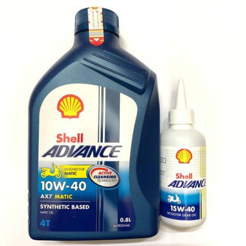 Jual paket oli matic shell advance sae 10w-40 ax7 800ml + oli gardan ...