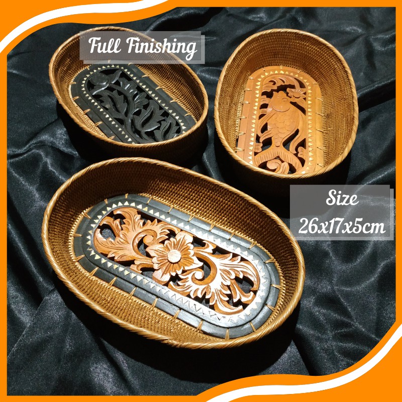 Jual Wadah Ate Tray Nampan Baki Kayu Termpat Penyimpanan Buah Fruit Basket Keranjang Kecil Rotan ...