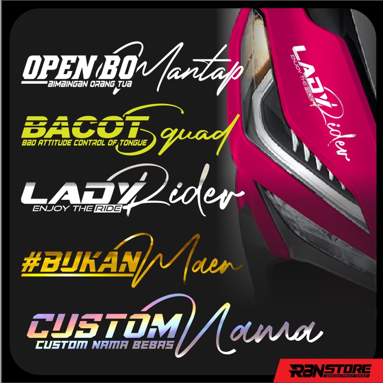 Jual STIKER VARIASI MOTOR OPEN BO, BACOT, BUKANMAEN DAN CUSTOM NAMA ...
