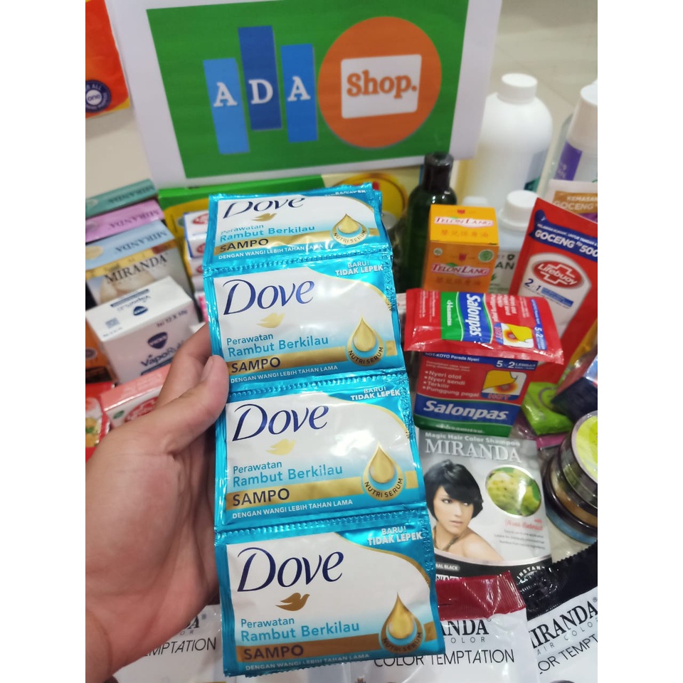 Jual 1 RENCENG Dove Shampo Kemasan Sachet 9ml Anti Dandruff Berkilau ...