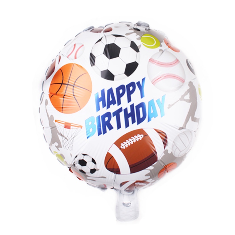 Jual Balon Foil Bulat Happy Birthday Sport Balls / Bola Olahraga Size ...
