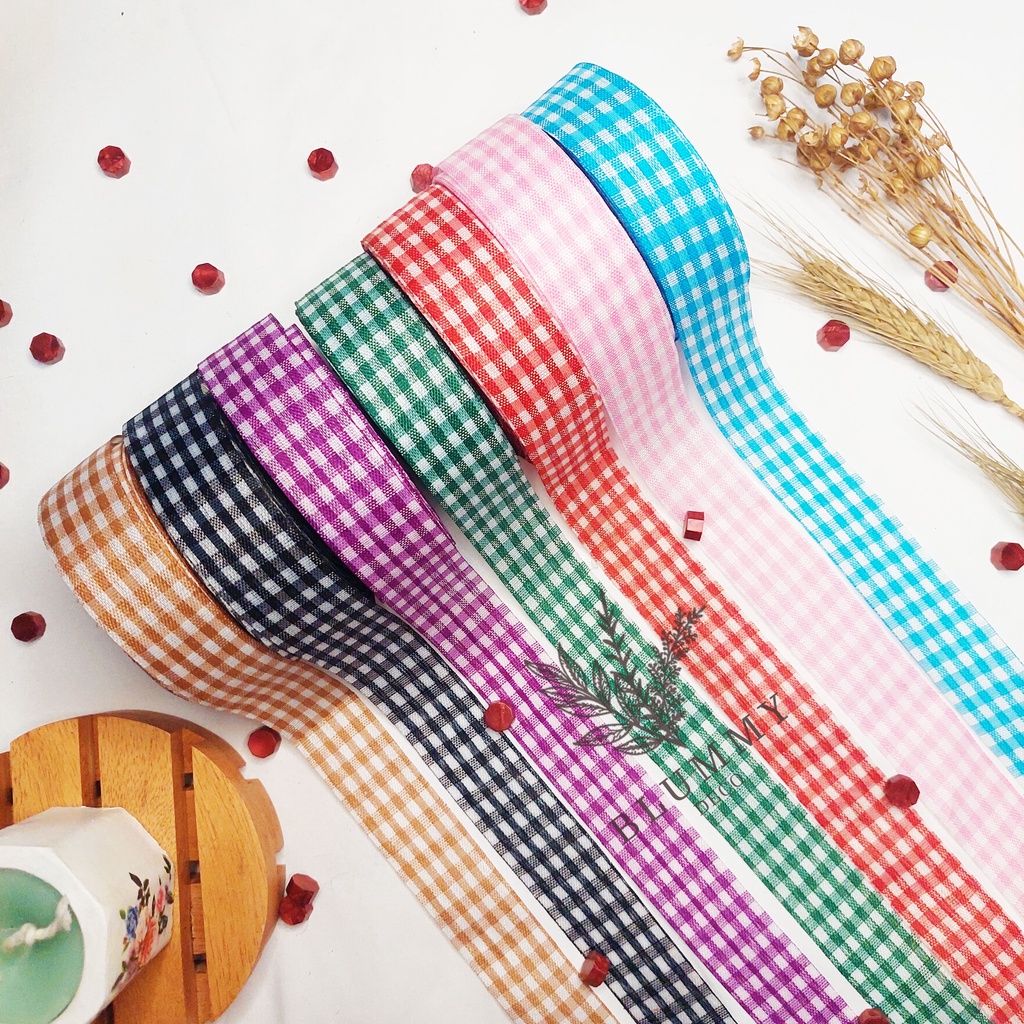 Jual Pita Kotak Kain Tartan Ribbon Kotak kotak per 1 meter | Shopee ...