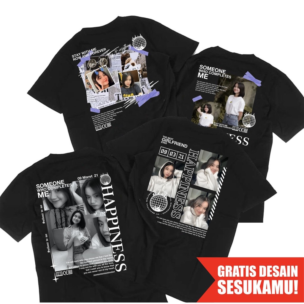 Jual Kaos Baju Custom Aesthetic Foto Happiness Mine | Shopee Indonesia