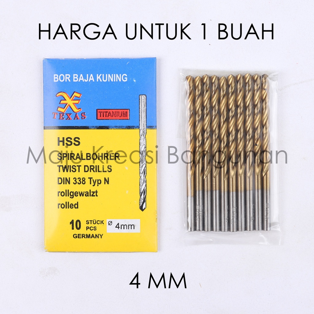 Jual Mata Bor Besi Baja Kuning 4mm 4 mm Kuningan Twist Drill Titanium ...