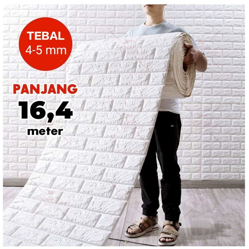 Jual termurah.!!! wallpaper dinding ROLL 3D batu bata putih foam pe high quality | Shopee Indonesia