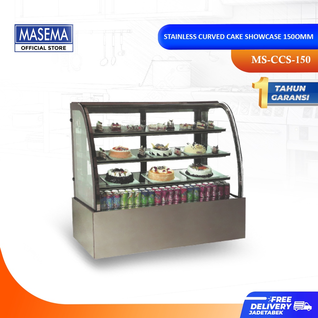 Jual Masema Stainless Curved Cake Showcase 1500mm | Shopee Indonesia