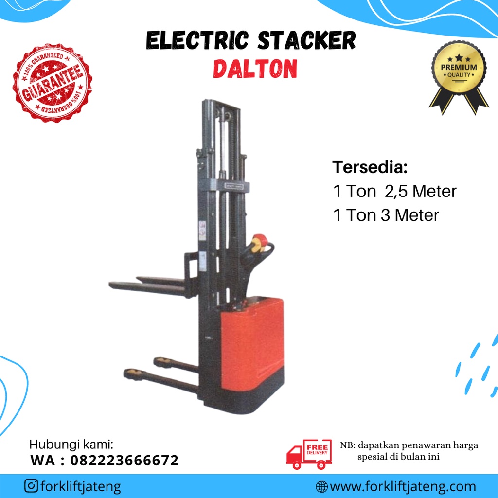 Jual Electric Stacker 3 meter Dalton / Full electric stacker 1 ton 3,5 ...