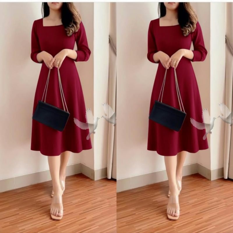 Jual DRESS BANGKOK MIDI DRES SCUBA PREMIUM DRESS KANTOR SOPAN BAJU GEREJA FH | Shopee Indonesia