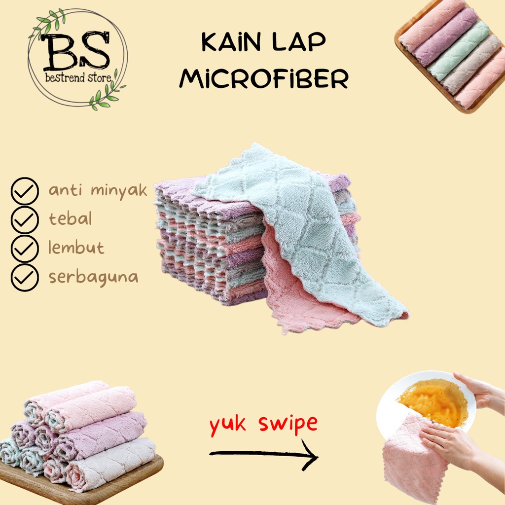 Jual Kain Lap Microfiber Cuci Piring Anti Minyak Dapur Tangan Serbaguna ...