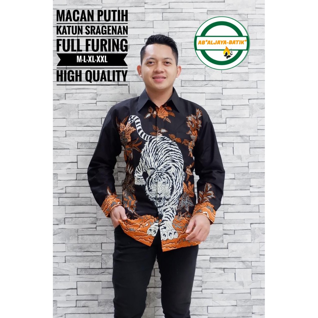 Jual MACAN PUTIH ATASAN KEMEJA BAJU BATIK PRIA PREMIUM LENGAN PANJANG ...