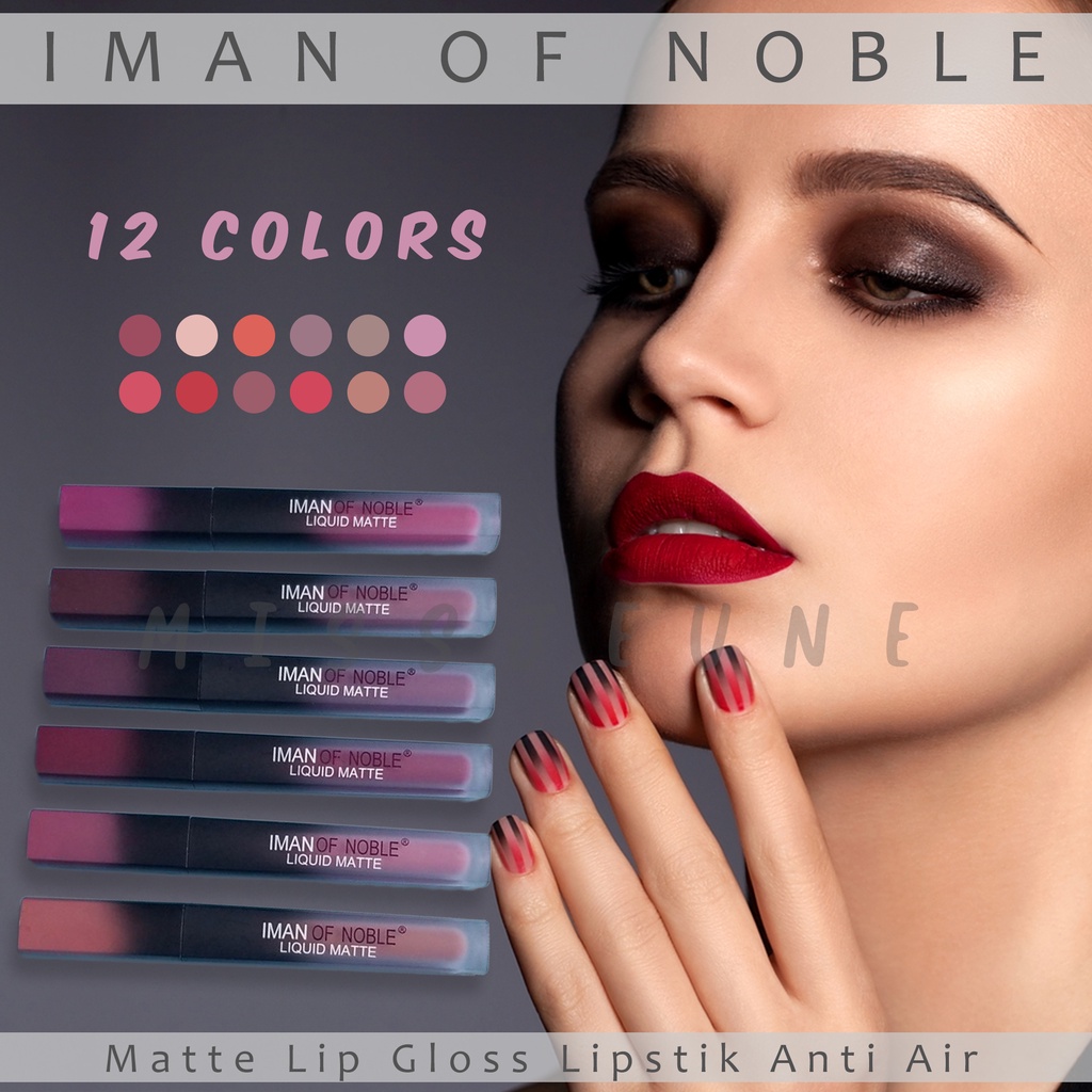 Jual IMAN OF NOBLE 12 Colors Lip Gloss Matte Sexy Anti Air | Shopee ...