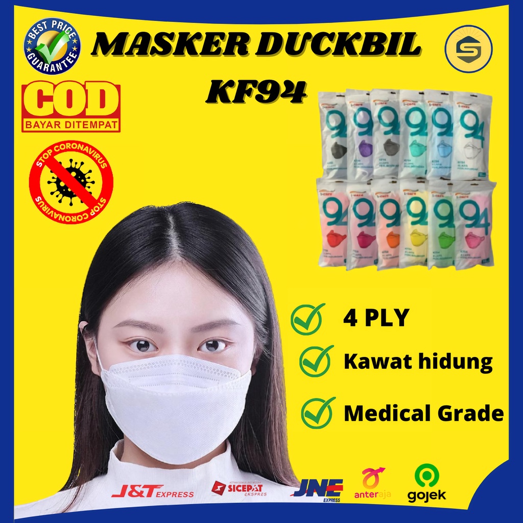 Jual Masker Duckbil Kesehatan KF94 4Ply Model Korea Earloop Warna Warni ...