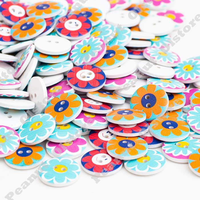 Jual Kancing kayu 1,5cm gambar bunga - motif acak | Shopee Indonesia