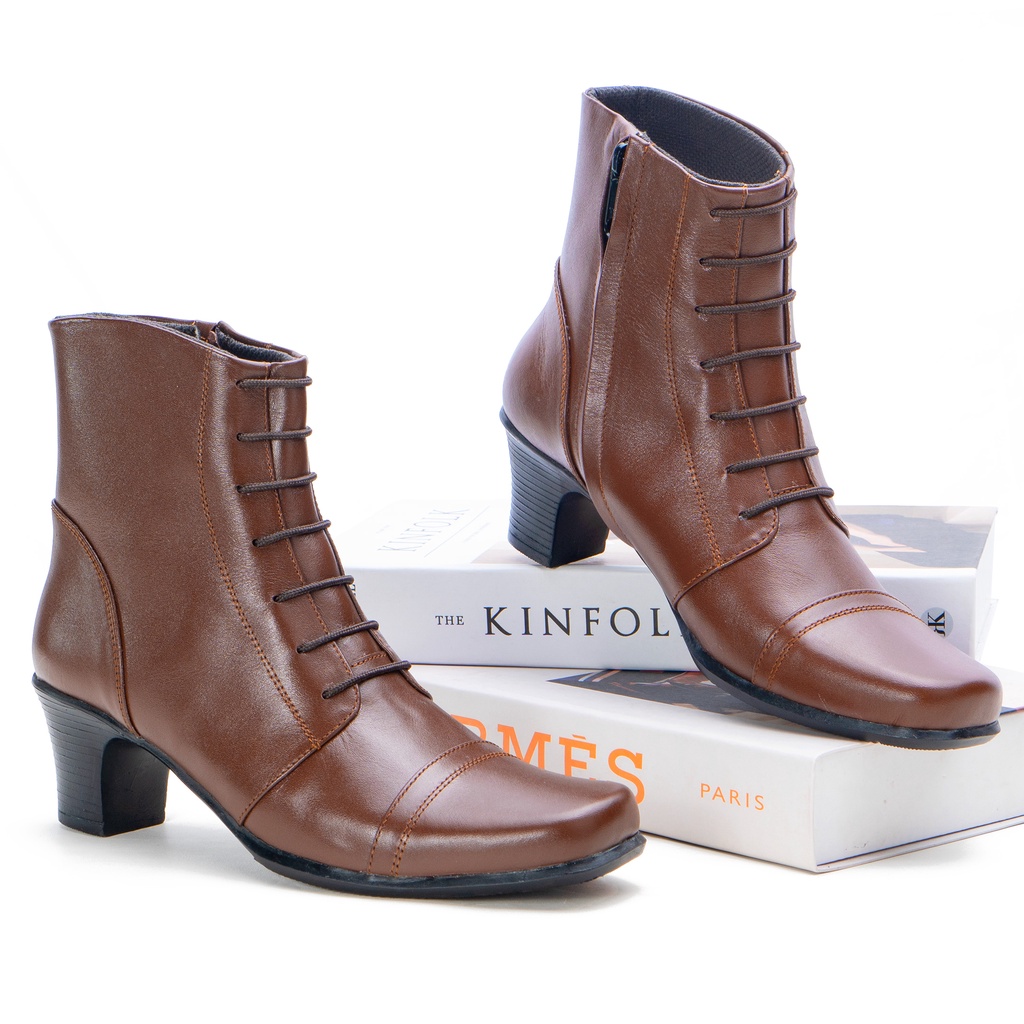Jual Sepatu Wanita Boots Fordza Kulit Asli Bot Heels 5cm Coboy High ...