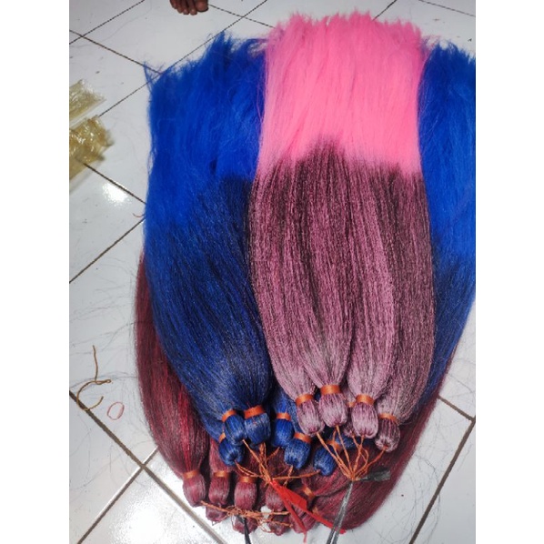 Jual Rambut Cemara ombre / Rambut cemara mix 2 warna / Extension Rambut ...