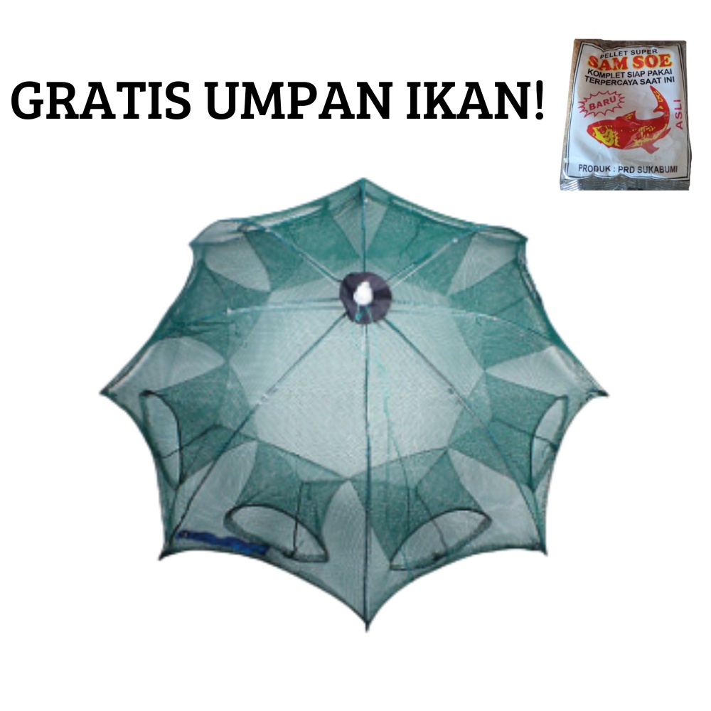 Jual Perangkap Bubu Payung Alat Jaring Pancing Jala Ikan Udang Kepiting Fish GRATIS UMPAN IKAN ...