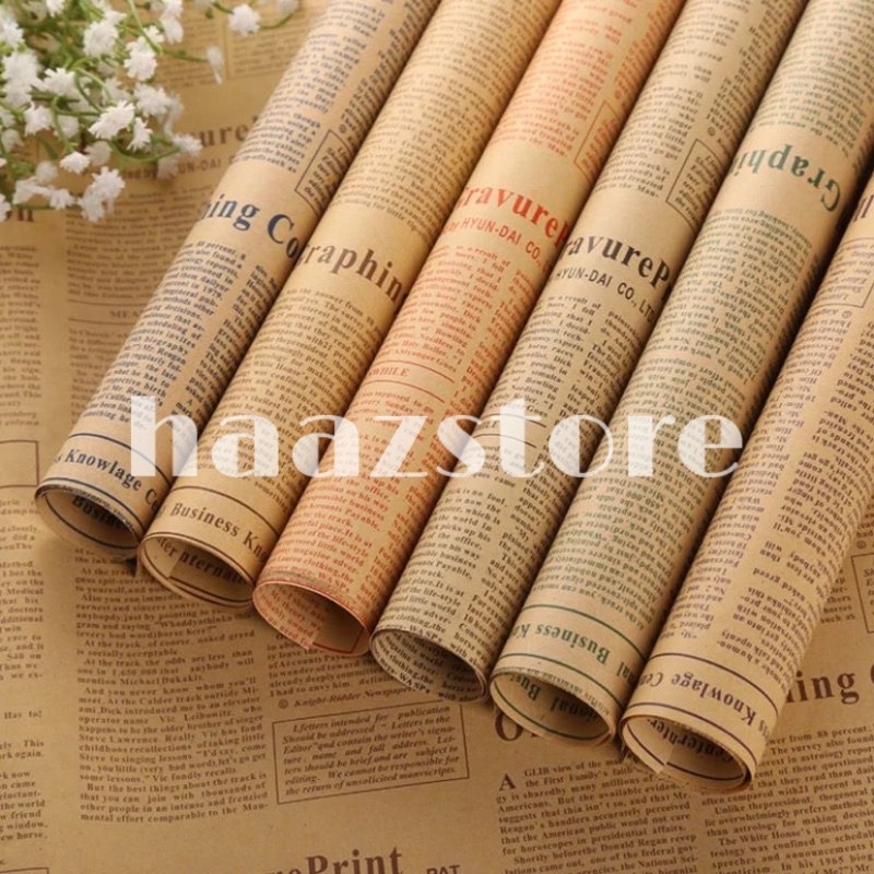Jual KERTAS KADO MOTIF VINTAGE MAGAZINE KORAN BUNGA KERTAS FLOWER ...