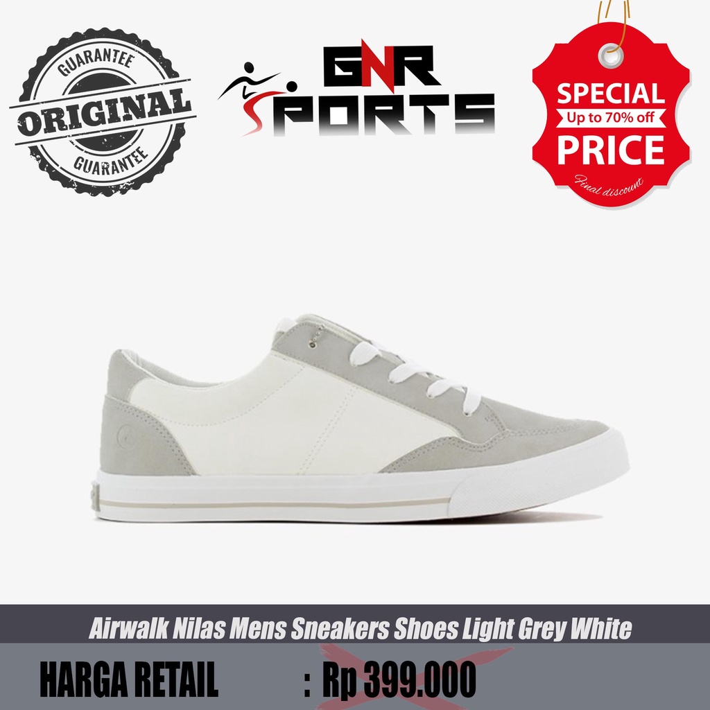 Jual Airwalk Nilas Mens Sneakers Sepatu Pria Light Grey White Original 100% | Shopee Indonesia
