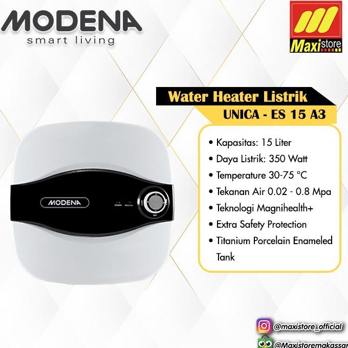Jual .........] MODENA ES15A3 / ES 15 A3 Water Heater Listrik [15 L] - Garansi Resmi | Shopee ...