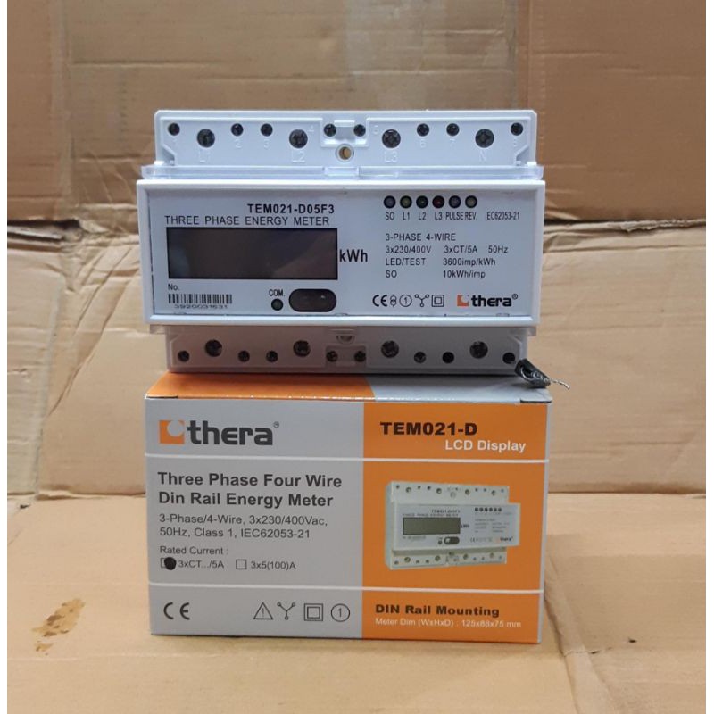 Jual THERA KWH METER LCD DIGITAL TEM021-D05F3 3 PHASE CT 5A SINGLE ...