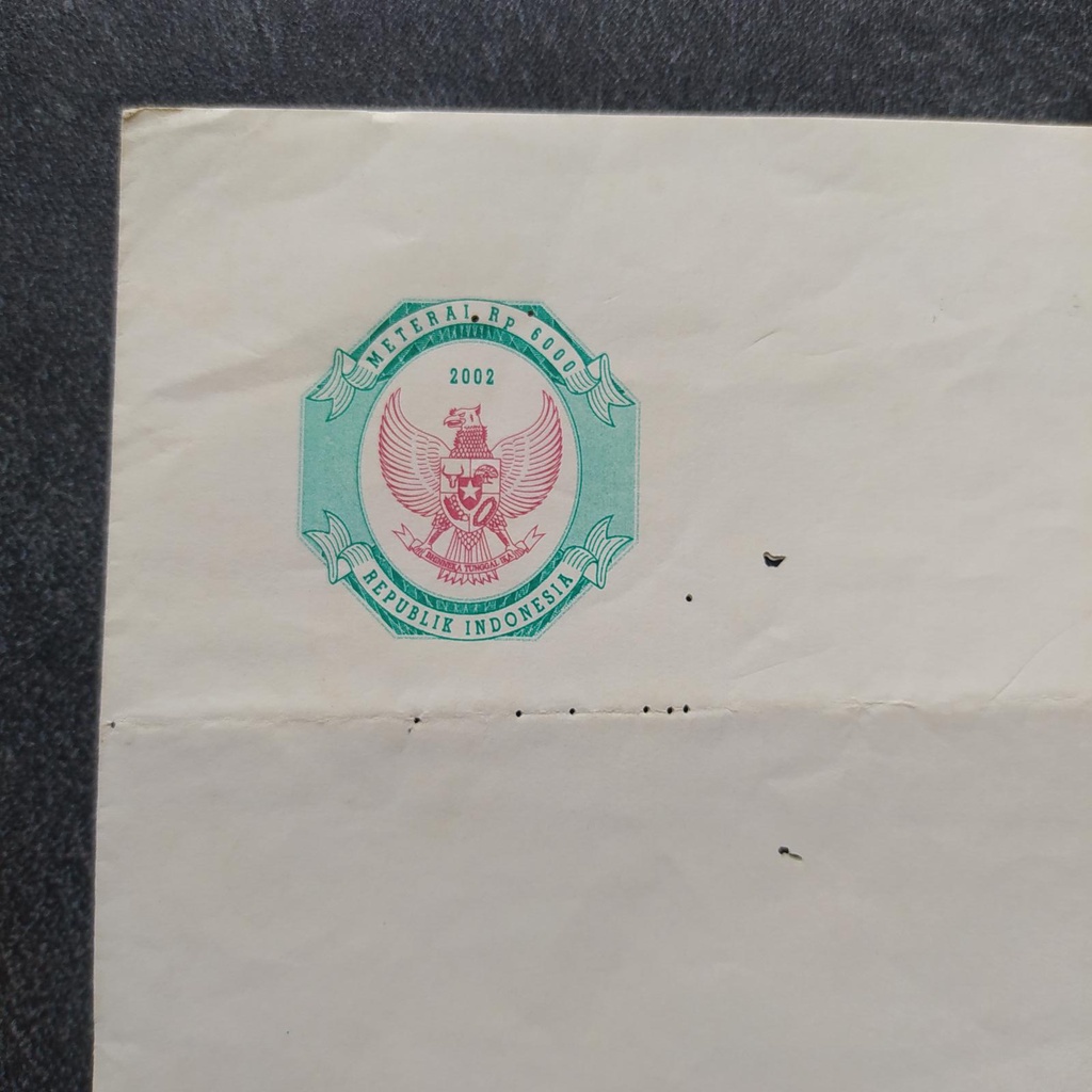 Jual Kertas Segel Rp 6000 Tahun 2002 Double | Shopee Indonesia
