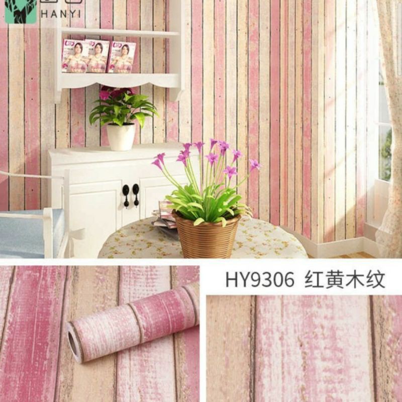 Jual Wallpaper Sticker Dinding Kayu Vintage Pink Krem Kombinasi Warna ...