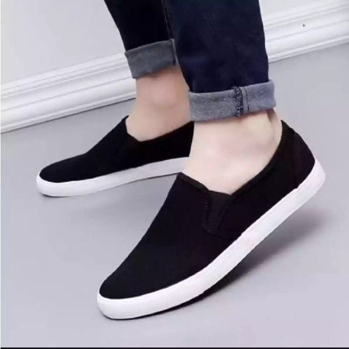 Jual Sepatu Slip On Pria casual terbaru murah sptu hitam tanpa tali ...