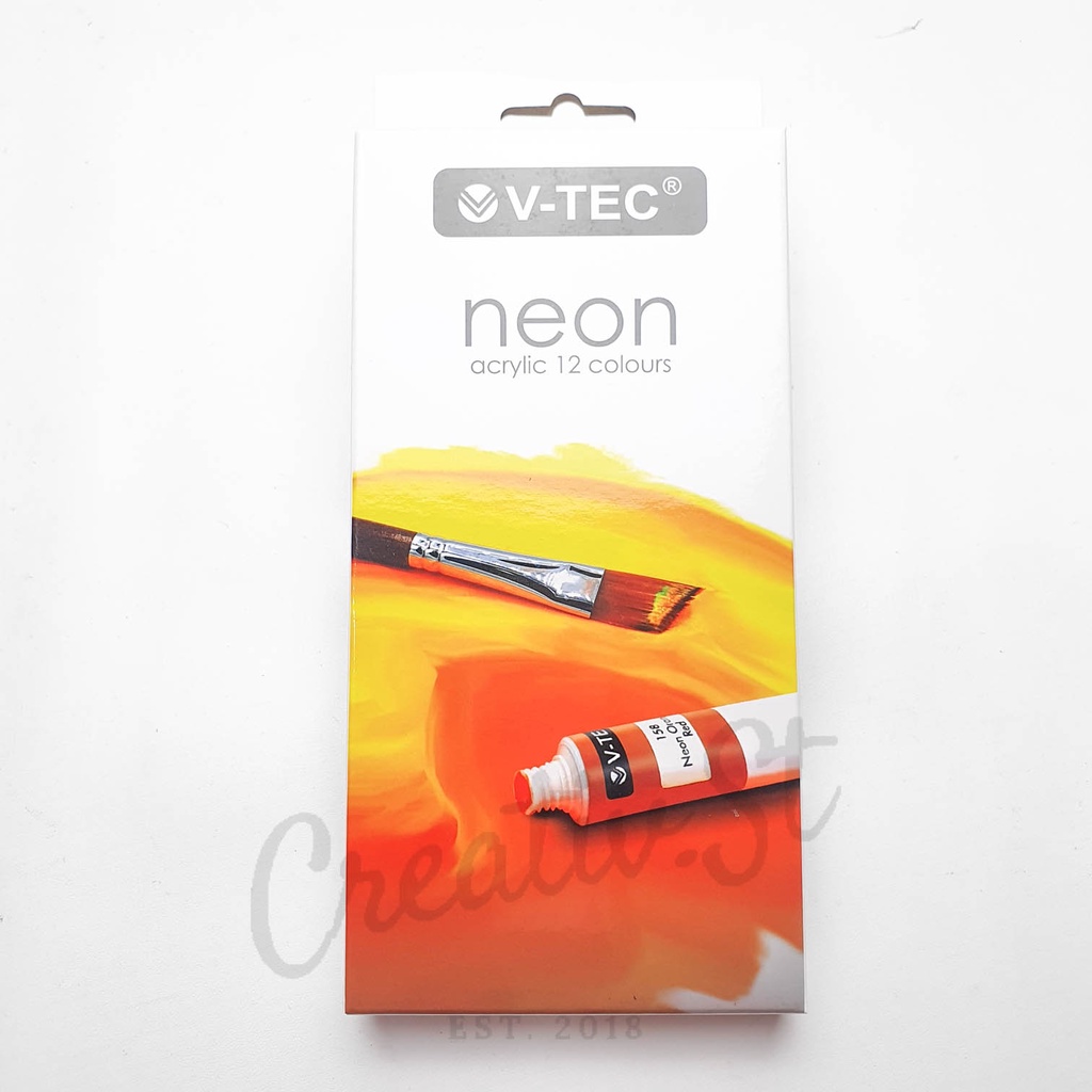 Jual V-TEC Cat Acrylic Paint Set 12 Warna Neon Cat Akrilik Vtec Set ...