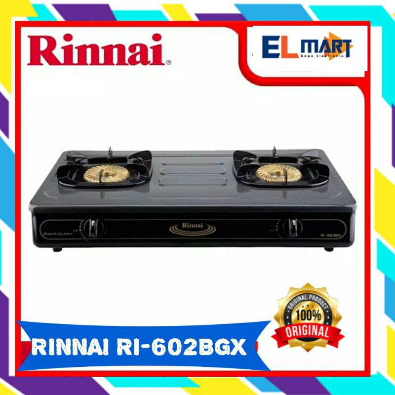 Jual Kompor Gas RINNAI 2 tungku Api Tornado RI 602BGX - 602 BGX Api ...