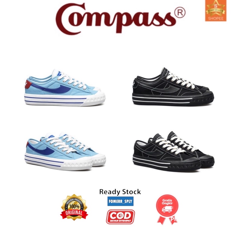 Jual Sepatu Compass Retrograde Double Full Black & Baby Blue | Shopee ...