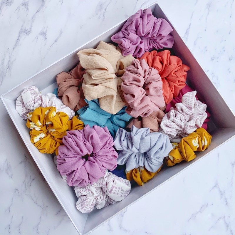 Jual scrunchie ikat rambut hijab anti pusing | kunciran | Shopee Indonesia