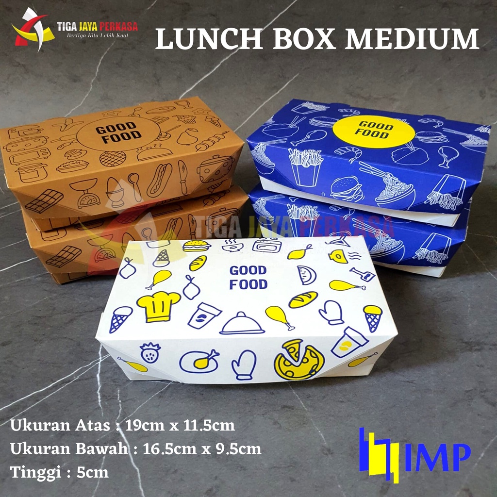 Jual Paper Lunch Box M Motif 50 Pcs / Kotak Makan Kertas Medium Food ...