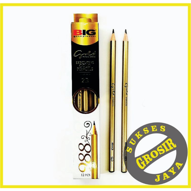 Jual 1 PAK isi 12 pcs Pensil BIG 988-2B Gold, Pensil 2B, Pensil BIG, Pensil BIG 2B, Pencil, FREE ...