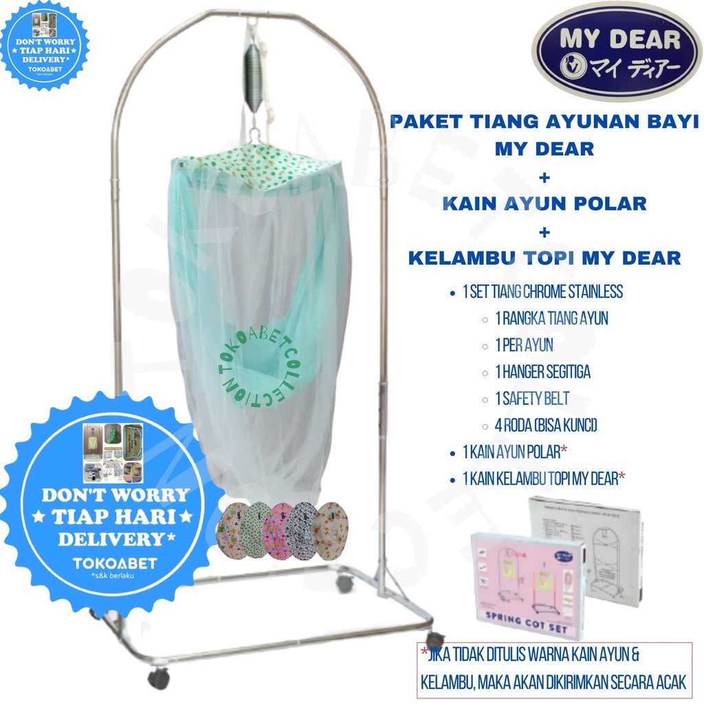Jual My dear spring cot tiang ayunan bayi chrome stainless kain kelambu ...