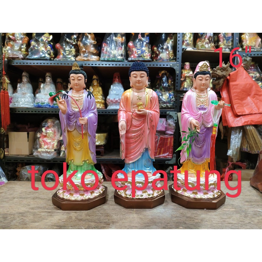 Jual patung buddha tri ratna / triratna / si fang sen - fiber - 16 inch ...