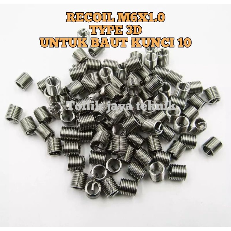 Jual Recoil Helicoil Verbos Baut Kunci 10. M6x1.0 type 3D material per stainless | Shopee Indonesia