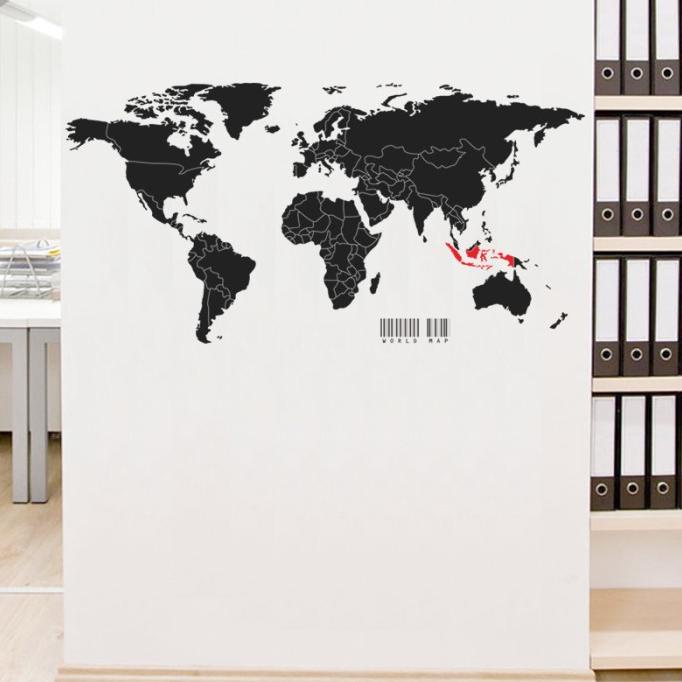Jual Wall Cutting Sticker World Map Peta Dunia Stiker Dinding Rumah ...