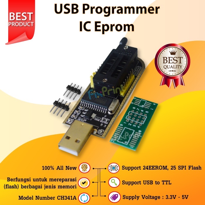 Jual USB Programmer IC Eprom CH341A Module Flash BIOS Eeprom 24 25 ...