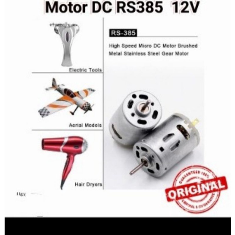 Jual DINAMO DC RS385 12V / 24V / MOTOR DC RS 385 as 14 mm | Shopee Indonesia