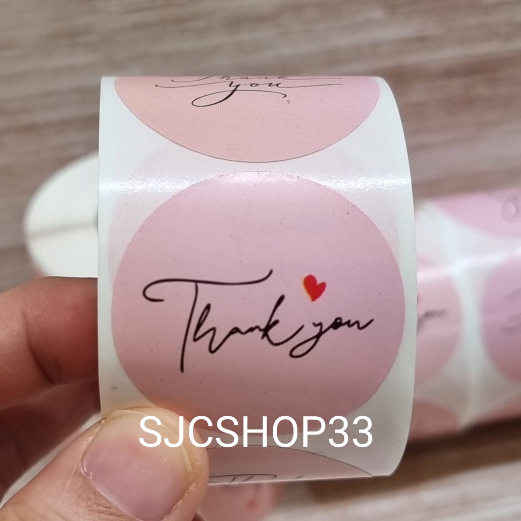 Jual 1 roll isi 350 ukuran 3,8 cm sticker label thank you pink | Shopee ...