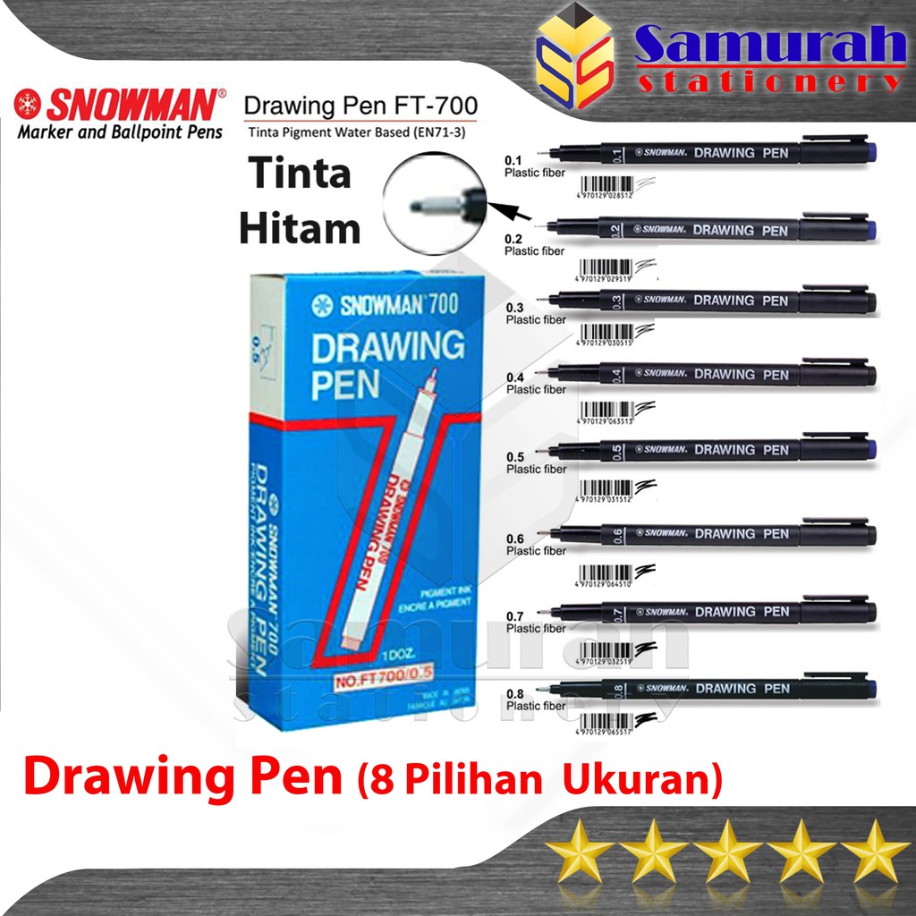 Jual Spidol Drawing Pen Snowman / Permanent Marker Ft 700 Ukuran 0.1 0. ...
