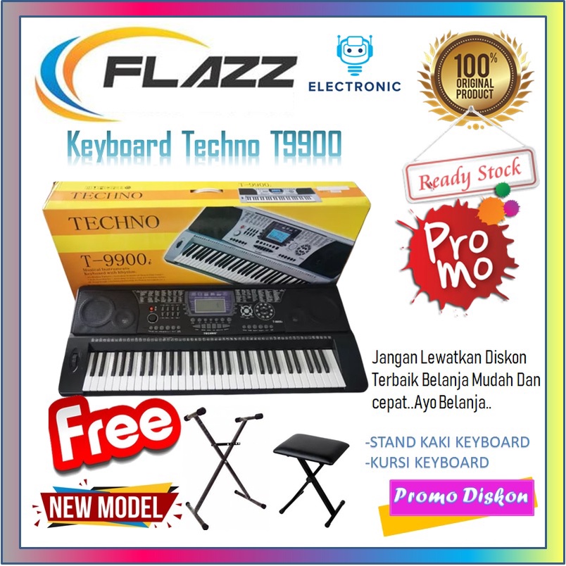 Jual Keyboard piano Techno T9900 Original free stand+kursi keyboard ...