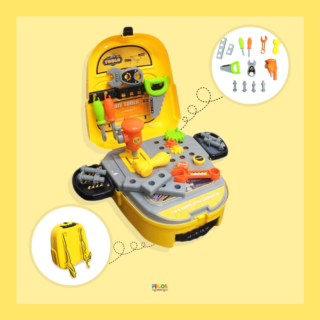 Jual Mainan Tool Set Anak Mainan Tukang Tukangan 688-85A Tools Backpack ...