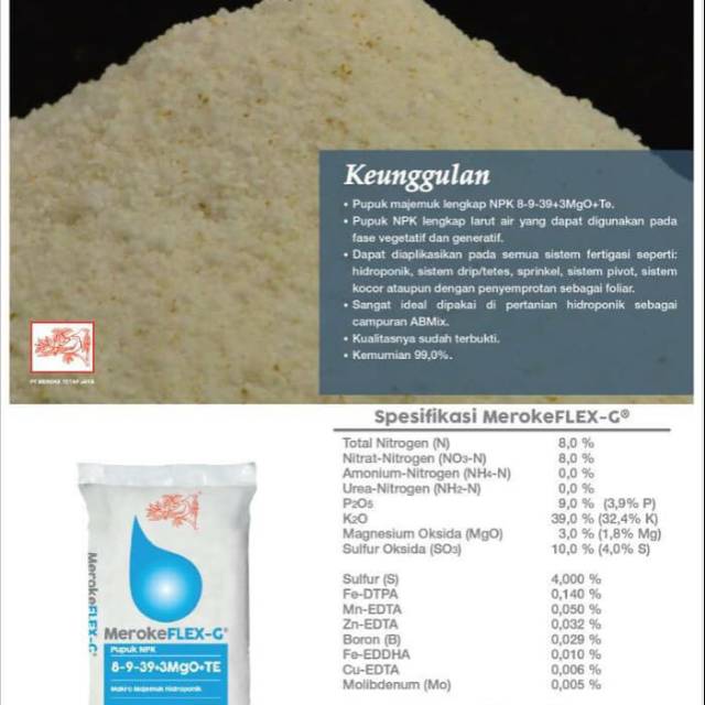 Jual Repack 1 Kg Meroke Flex G Pupuk Bahan Nutrisi AB Mix Larut Air ...