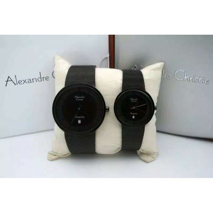 Jual Jam Couple AC Alexandre Christie 8334 Full Black Original | Shopee ...