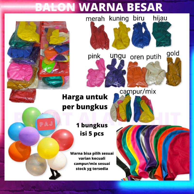 Jual Balon latex besar warna pesta balon ultah per bungkus | Shopee ...