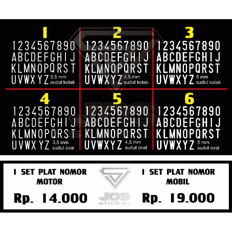 Jual CUTTING STICKER NOMOR PLAT MOTOR/MOBIL | Shopee Indonesia