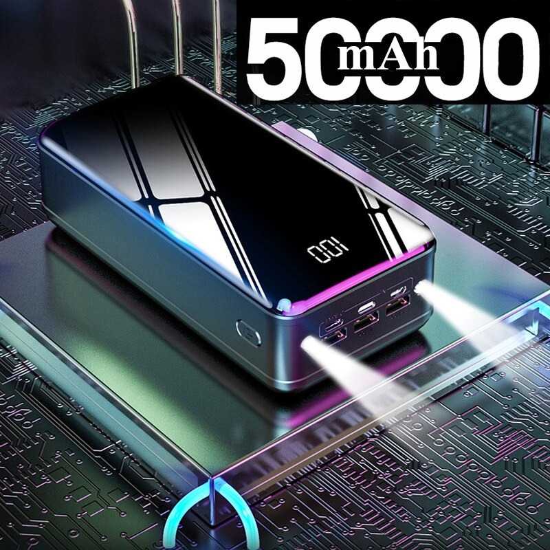 Jual Power Bank 50000mAh 4 Port PD QC 18W Pengisian Cepat dengan 2 LED ...