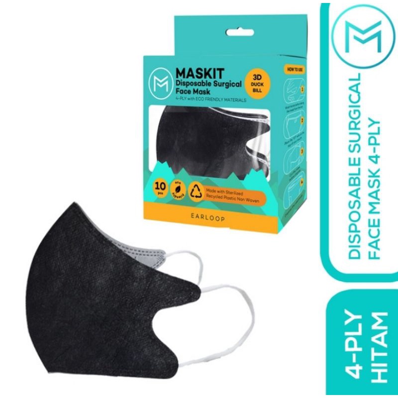 Jual Masker 4ply Duckbill Dark Series Maskit, 1 Pack isi 10 pcs ...