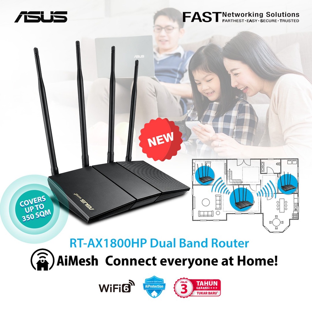 Jual Asus RT-AX1800HP AX1800 Dual Band WiFi 6 (802.11ax) | Shopee Indonesia